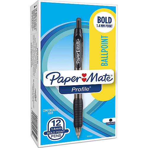 Paper Mate Retractable Profile Ballpoint Pens 1.4 mm Bold Pen Point ...